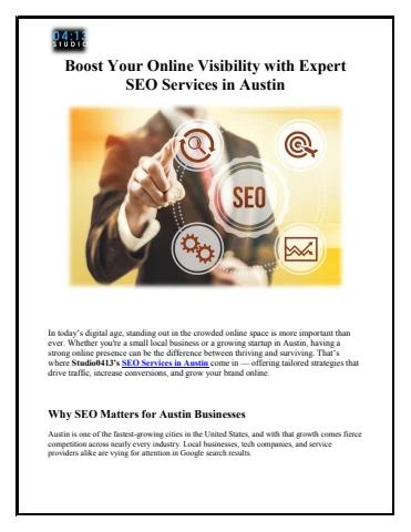 Boost Your Online Visibility with Expert SEO Services in Austin