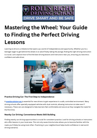Car driving classes near me - Rollsright Driving School Flip PDF | AnyFlip