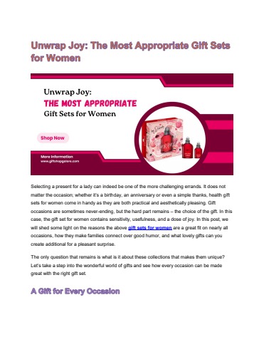 Unwrap Joy The Most Appropriate Gift Sets for Women