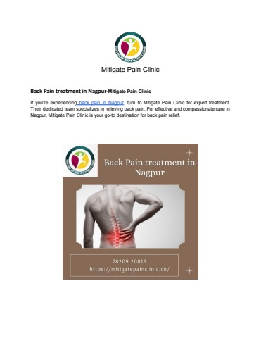 Back Pain treatment in Nagpur-Mitigate Pain Clinic - Mitigate Pain ...