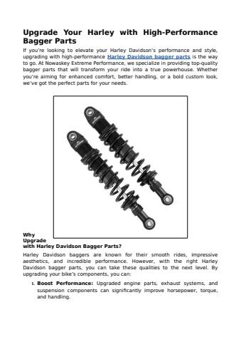 Upgrade Your Harley with High-Performance Bagger Parts