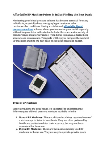 Affordable BP Machine Prices in India