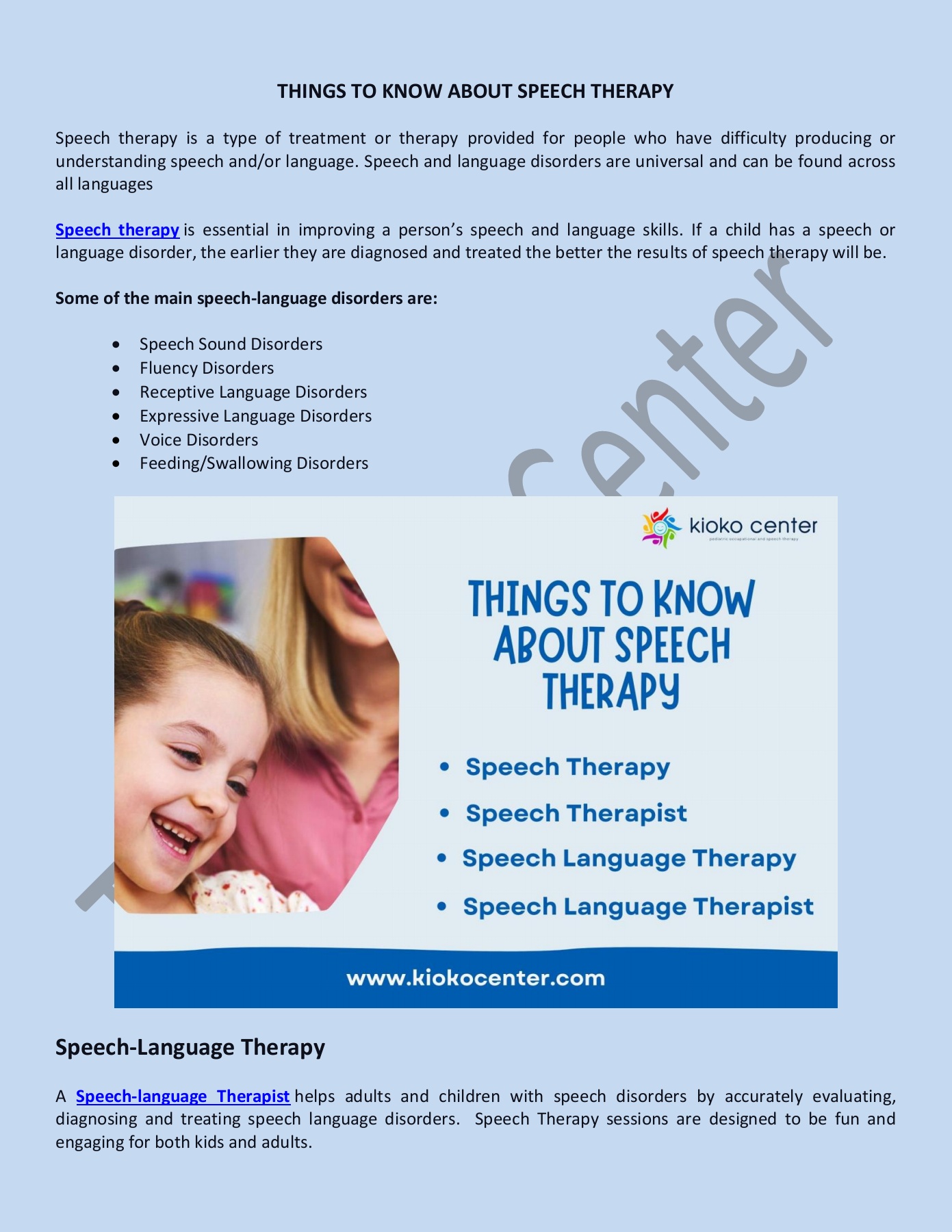 Speech Pathology Brochure