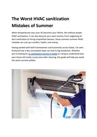 The Worst HVAC sanitization Mistakes of Summer