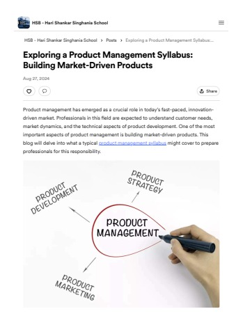 Exploring a Product Management Syllabus Building Market-Driven Products