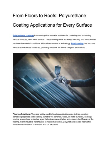 From Floors to Roofs: Polyurethane Coating Applications for Every ...