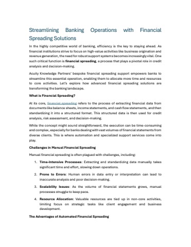 Streamlining Banking Operations with Financial Spreading Solutions