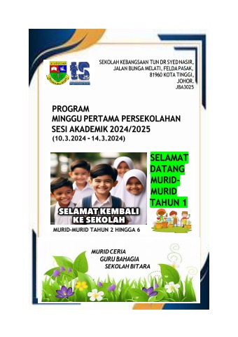 AKTIVITI Minggu Pertama Persekolahan 2024/2025 - g-04020182 Flip PDF ...