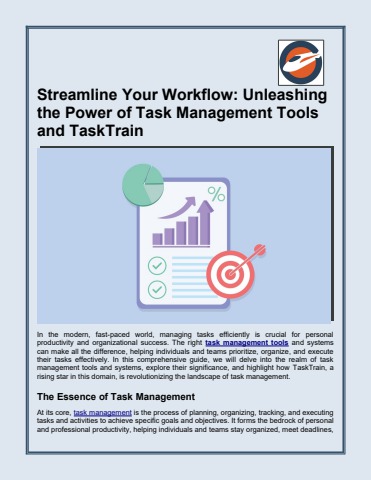 Streamline Your Workflow: Unleashing the Power of Task Management Tools and TaskTrain - Task ...