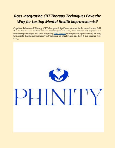 Does Integrating CBT Therapy Techniques Pave the Way for Lasting Mental ...