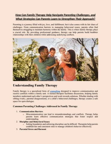 How Can Family Therapy Help Navigate Parenting Challenges, and What ...