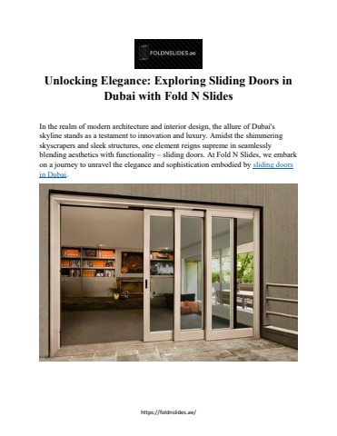 Unlocking Elegance: Exploring Sliding Doors in Dubai with Fold N Slides ...