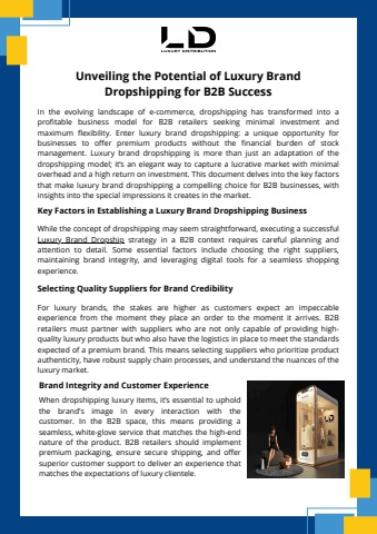 Unveiling the Potential of Luxury Brand Dropshipping for B2B Success