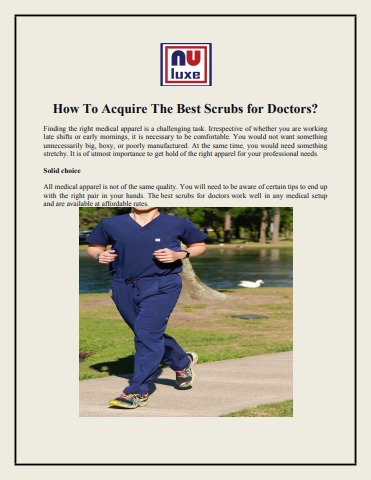 How To Acquire The Best Scrubs for Doctors? - NU LUXE SCRUBS Flip PDF | AnyFlip