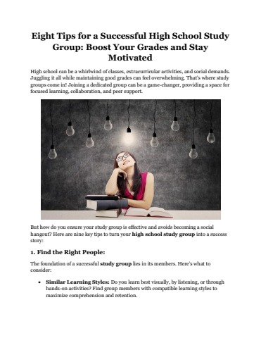 Eight Tips for a Successful High School Study Group Boost Your Grades ...