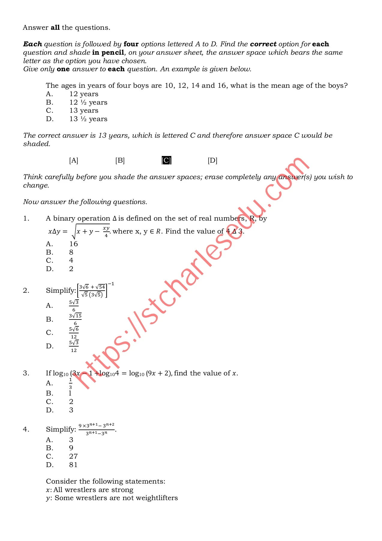 WAEC Further Mathematics Past Questions