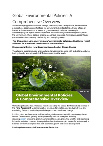 Global Environmental Policies: A Comprehensive Overview