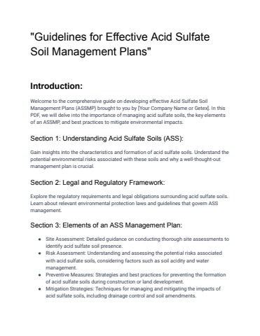 Getex Solutions: Leading the Way in Acid Sulfate Soil Management Plans ...