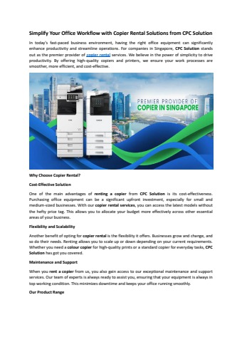 Simplify Your Office Workflow with Copier Rental Solutions from CPC Solution ...