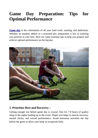 Game Day Preparation: Tips for Optimal Performance