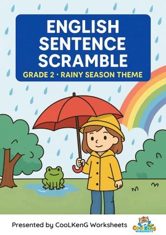 English Sentence Scramble Worksheets Rainy Season Theme(Grade 2 ...