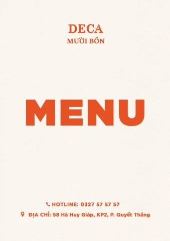 MENU DECA MƯỜI BỐN - Menu Flip PDF | AnyFlip