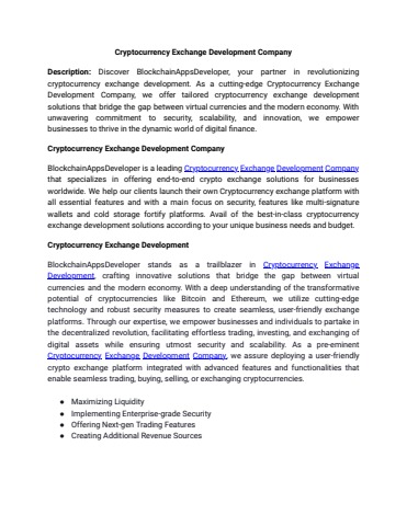 Cryptocurrency Exchange Development Company - Blog