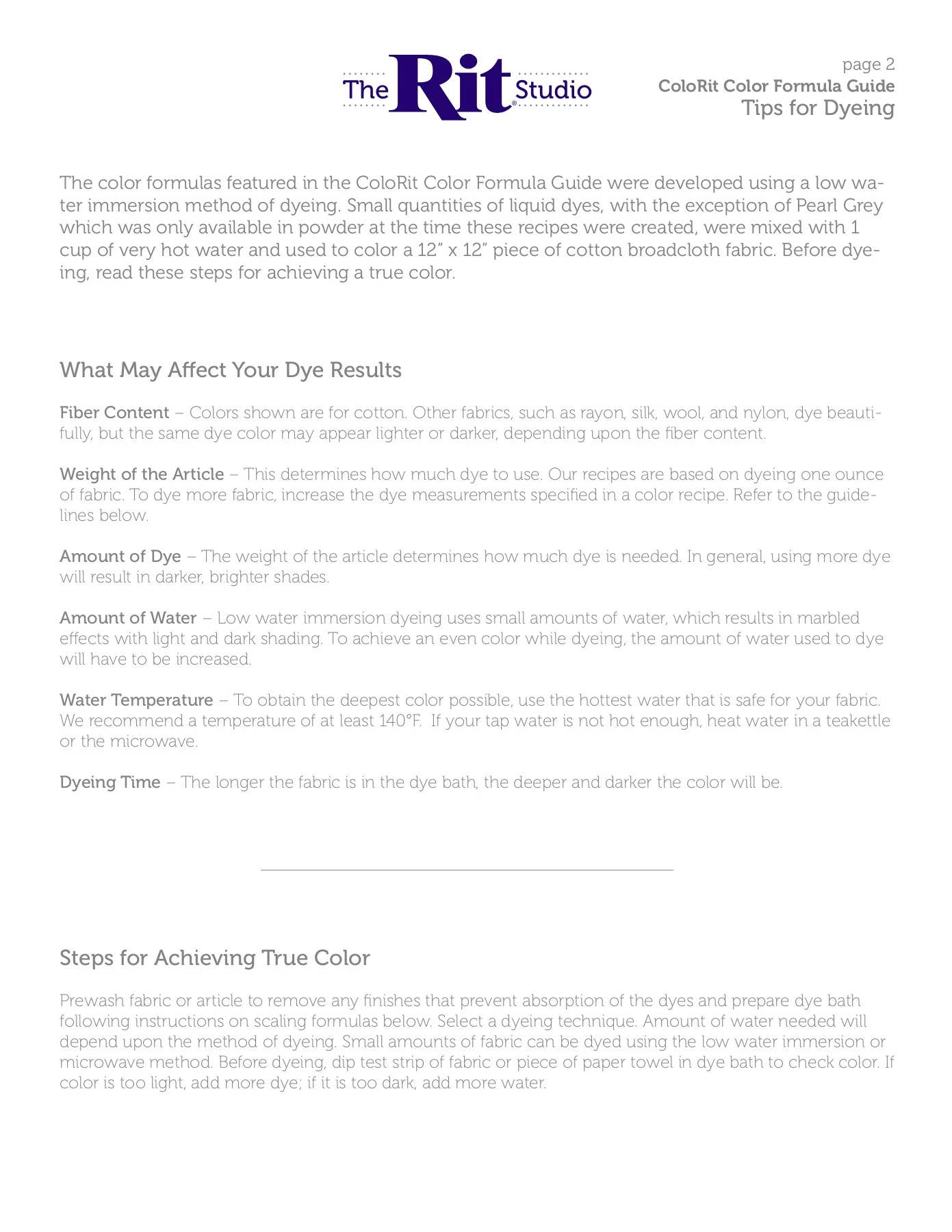 ColoRit Color Formula Guide - The Rit Studio