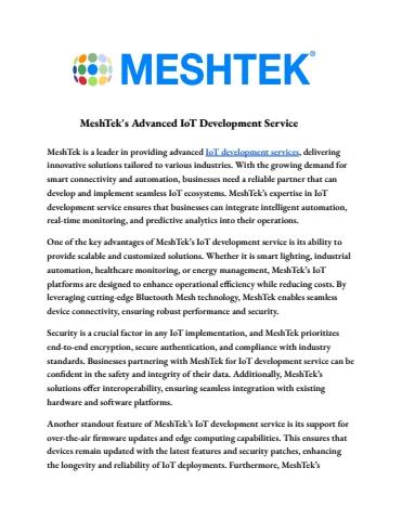 MeshTek's Advanced IoT Development Service