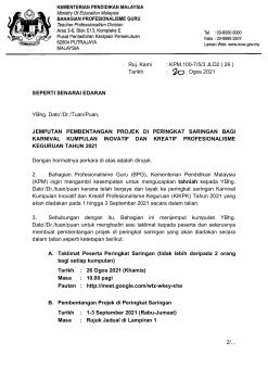 SURAT JEMPUTAN PEMBENTANGAN KIK 2021 PERINGKAT SARINAGN 1 ...