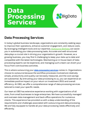 Outsource Data Processing Services Today