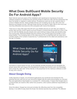 What Does BullGuard Mobile Security Do For Android Apps ...