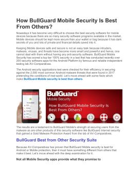 How BullGuard Mobile Security Is Best From Others - williamsonalina618 ...