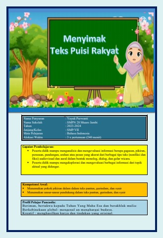 MODUL AJAR TEKS PUISI RAKYAT KLS 7