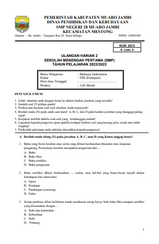 SOAL UH KLS 8 SENIN 3 APRIL 2023 - yayukpurwantismp28muarojambi Flip PDF | AnyFlip