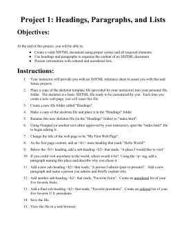 1. Headings, Paragraphs, and Lists Assignment and Rubric - shirronj ...