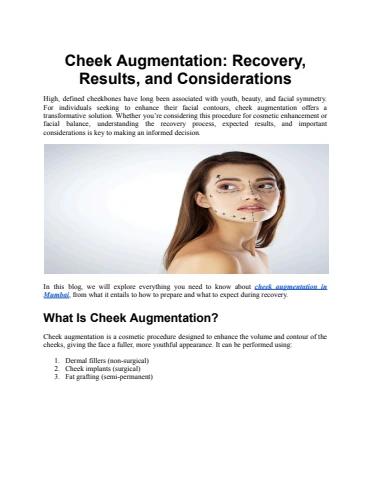 Cheek Augmentation_ Recovery, Results, and Considerations