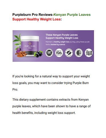 Purpleburn Pro Reviews-Kenyan Purple Leaves Support Healthy Weight Loss