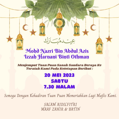 Kad Jemputan Open House Nazri & Acha