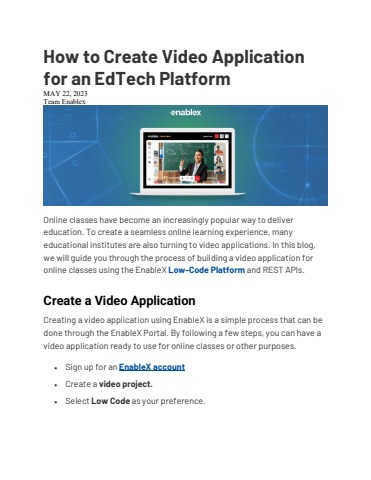 How to Create Video Application for an EdTech Platform