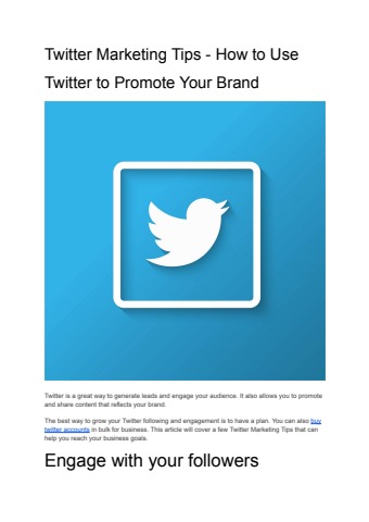 Twitter Marketing Tips - How to Use Twitter to Promote Your Brand ...