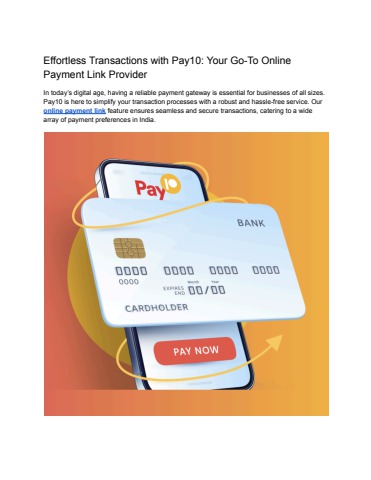 Effortless Transactions with Pay10_ Your Go-To Online Payment Link Provider (1) - Pravasini ...
