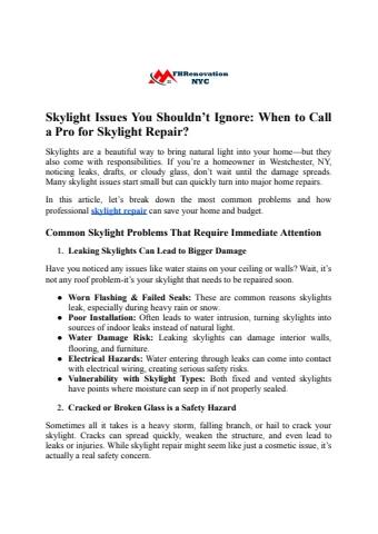 Skylight Issues You Shouldn’t Ignore_ When to Call a Pro for Skylight ...