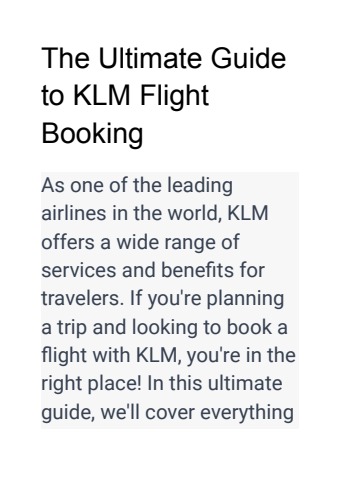 The Ultimate Guide to KLM Flight Booking 1-888-473-1719 - lisaabrown110 Flip PDF | AnyFlip