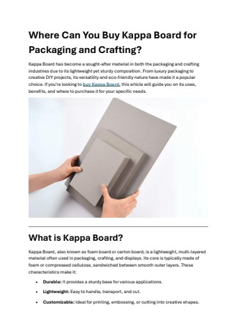 Where Can You Buy Kappa Board for Packaging and Crafting