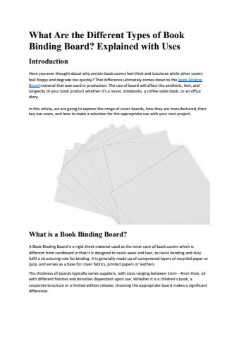 What Are the Different Types of Book Binding Board? Explained with Uses