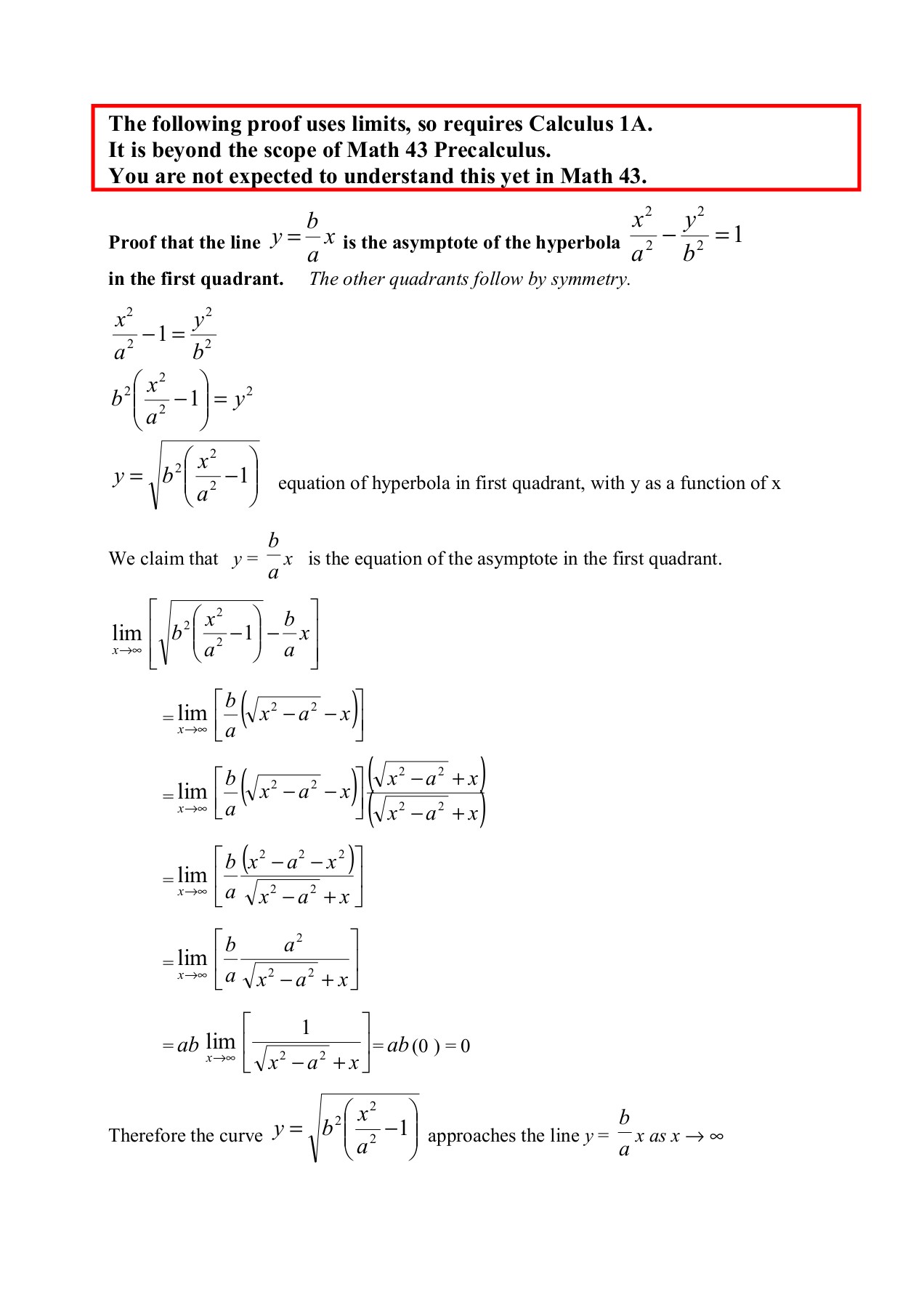l'équation d'une hyperbole