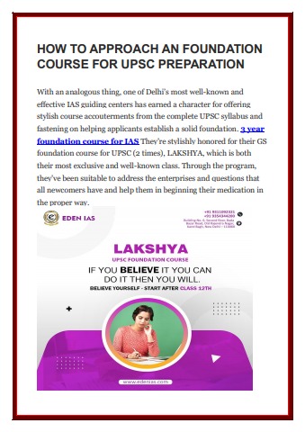 HOW TO APPROACH AN FOUNDATION COURSE FOR UPSC PREPARATION ...