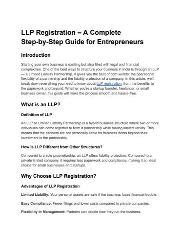 LLP Registration – A Complete Step-by-Step Guide for Entrepreneurs